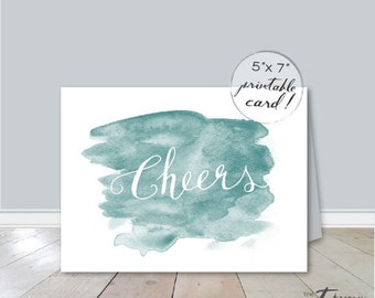 Cheers Card, Thank You Greeting INSTANT Download 5x7 Printable Card ...