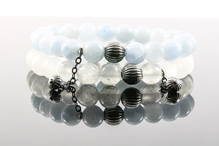 Blue Calcite Bracelet Beaded Gemstone Bracelet by HealingGemstone