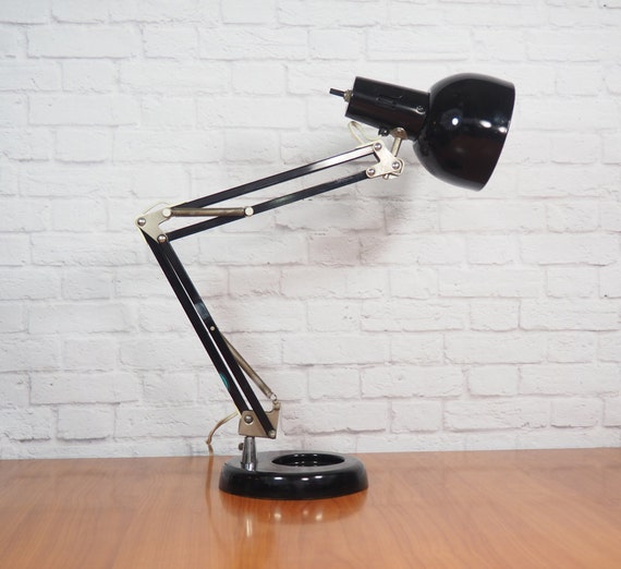 Vintage Black Articulating Swing Arm Desk Lamp / Industrial