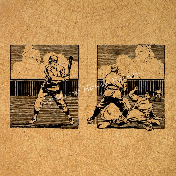 Vintage Print Baseball Artwork Baseball Players Sports Wall Art Antique ...