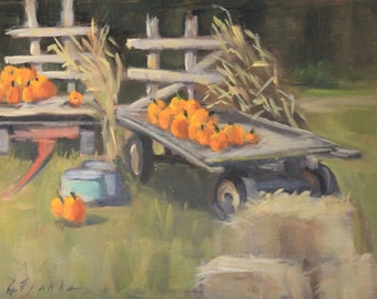 Hay bales painting | Etsy