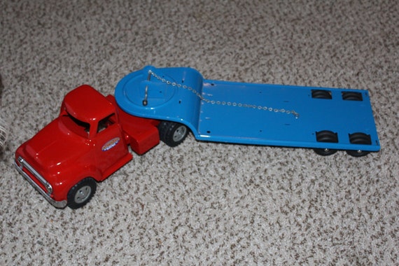 1950s Tonka Toys Lowboy Tractor Trailer Restored