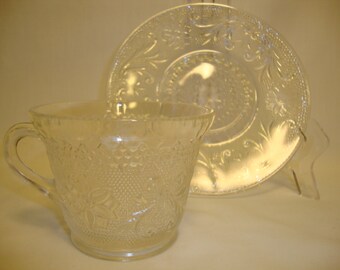Items similar to Indiana Glass Sandwich Clear Pattern Hexagon Bowl on Etsy