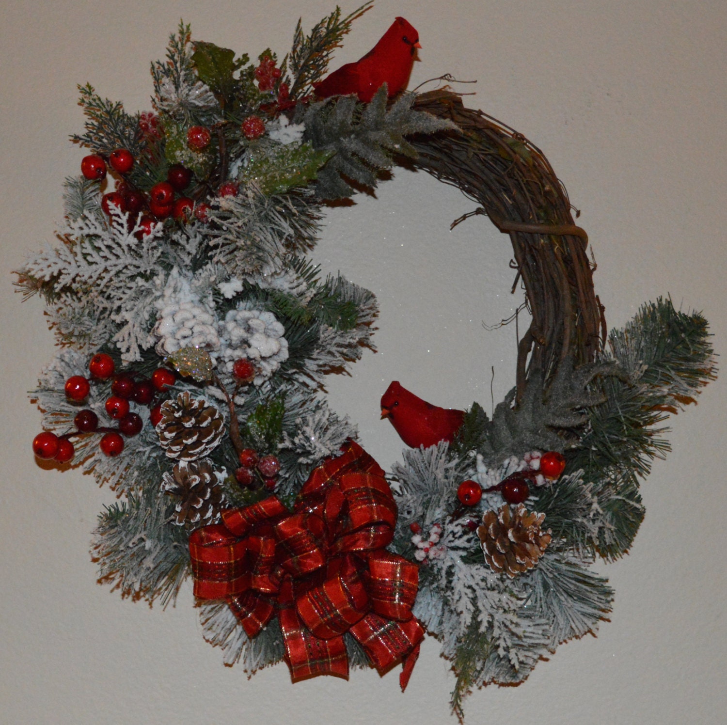 Christmas Wreath Red Cardinal Wreath Holiday Wreath Pine