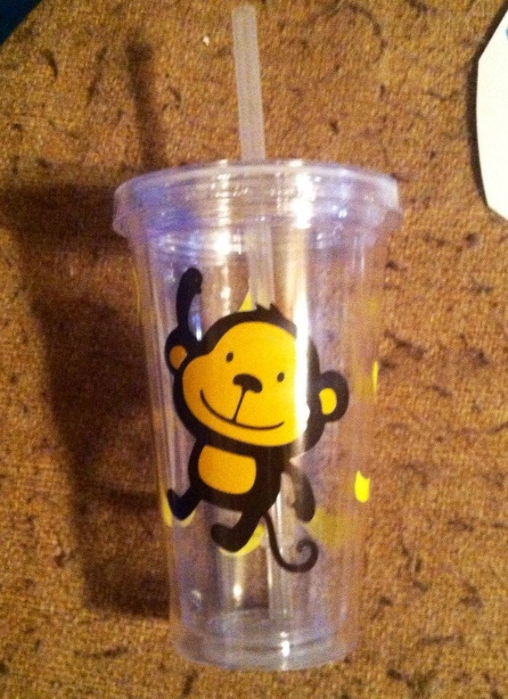 Items similar to monkey with bananas tumbler cup petsonalized on Etsy