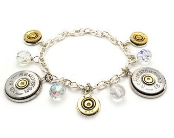 Shotgun Shell Bullet Bracelet with .410 Gauge and 12 Gauge Bullet Flats