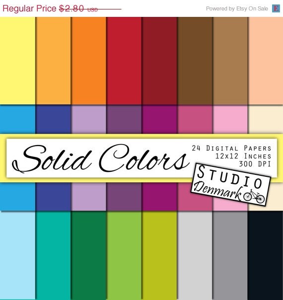 SALE Solid Colors Digital Paper Value Pack – 24 Colors – Commercial Use ...
