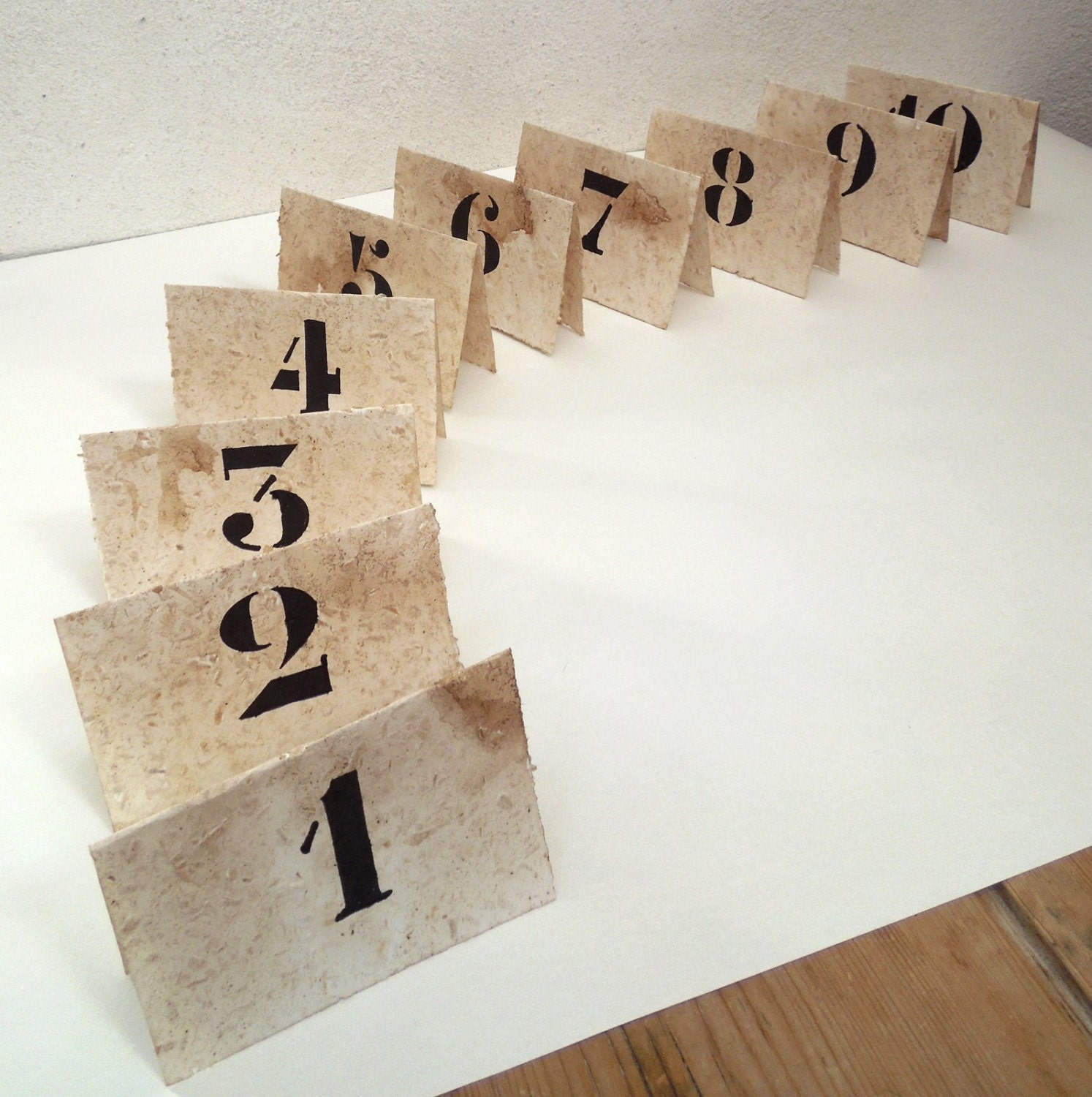10 or more Wedding Table Numbers, Walnut stained antique paper, French ...