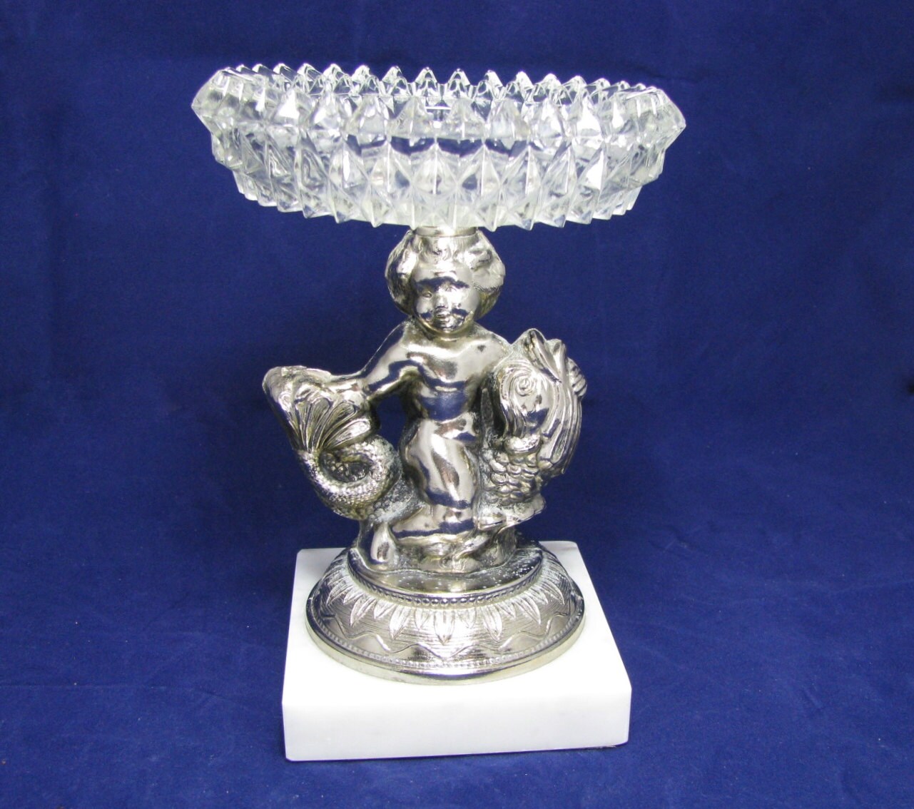 Silver Metal Cherub and Fish Compote Marble Base Candy Dish – Haute Juice