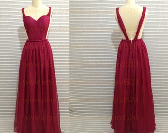 High Fashion chiffon floor length backless prom dress bridesmaid dress ...
