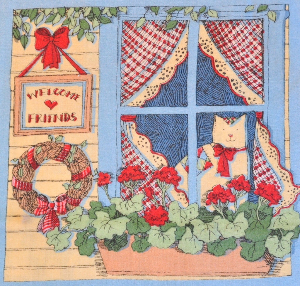 Vintage Fabric Country Cottage fabric for animal lover Welcome