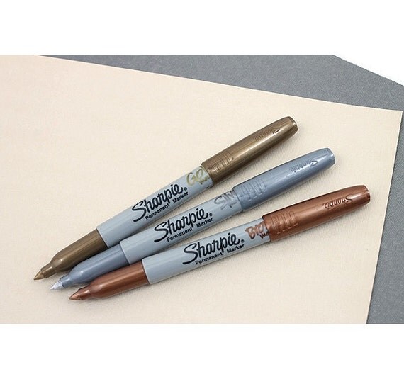 3 Metallic Sharpie Markers Gold Silver Bronze Sharpie Fine