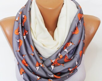 foxes, fox scarf, animals, animal scarf, scarves, infinity scarves ...