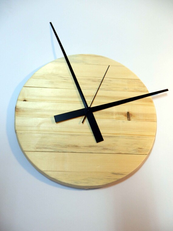 Items similar to HandMade Pine Wood Wall Clock, Long clock Hands on Etsy