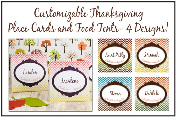 Items similar to Thanksgiving Placecards, Place Cards, Tent Cards ...