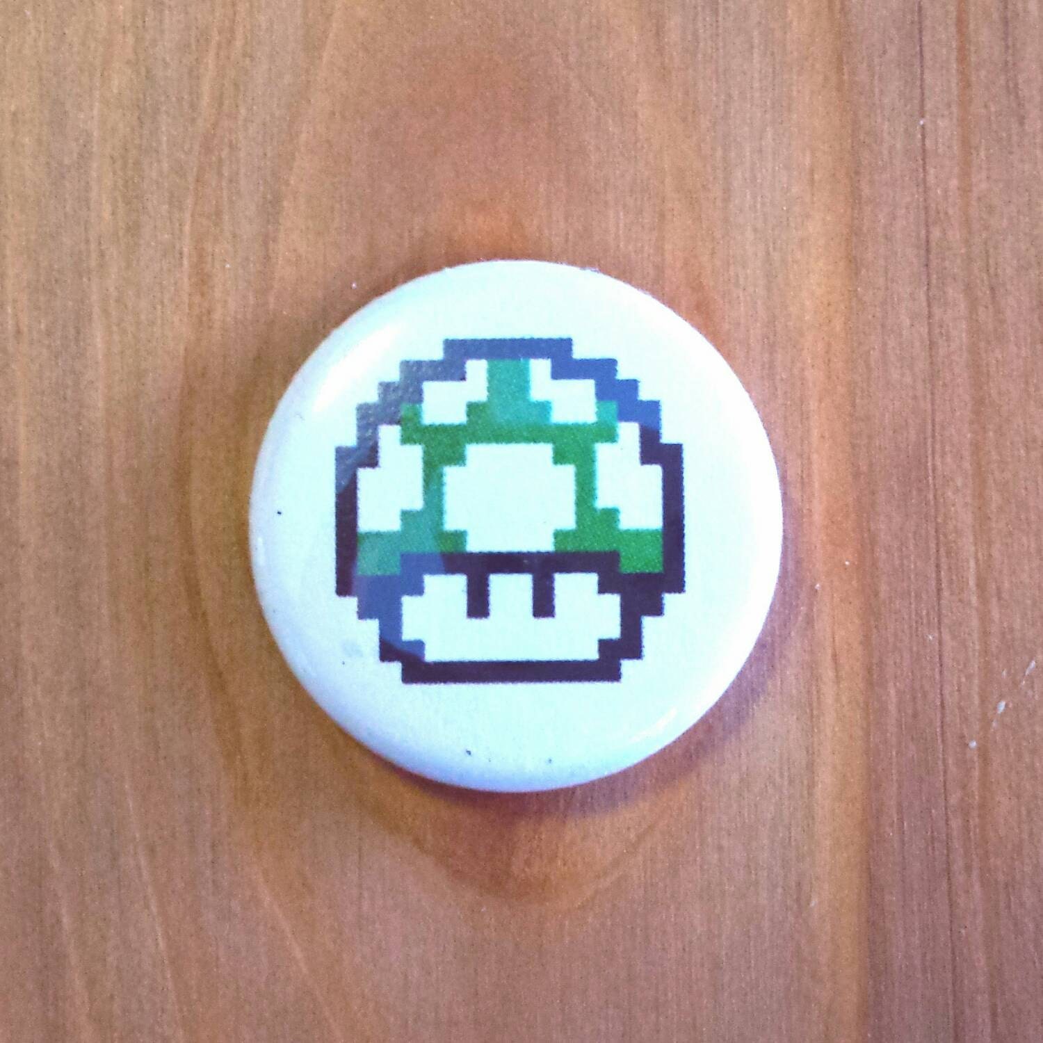 8-Bit Super Mario Extra Life 1-Up Mushroom One-Inch Pin – Cool Pinback ...