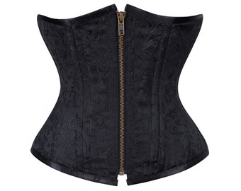 Steel Bone Waist Training Corset In Brocade-VG-16499