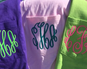 Unique monogram pocket tee related items | Etsy