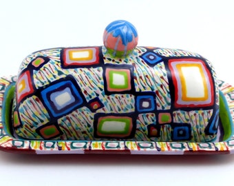 Popular items for colorful butter dish on Etsy