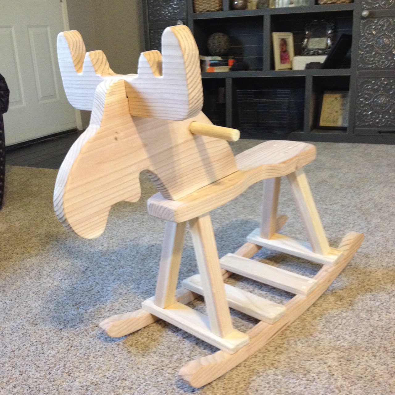 All Wood Rocking Moose by Plauche on Etsy