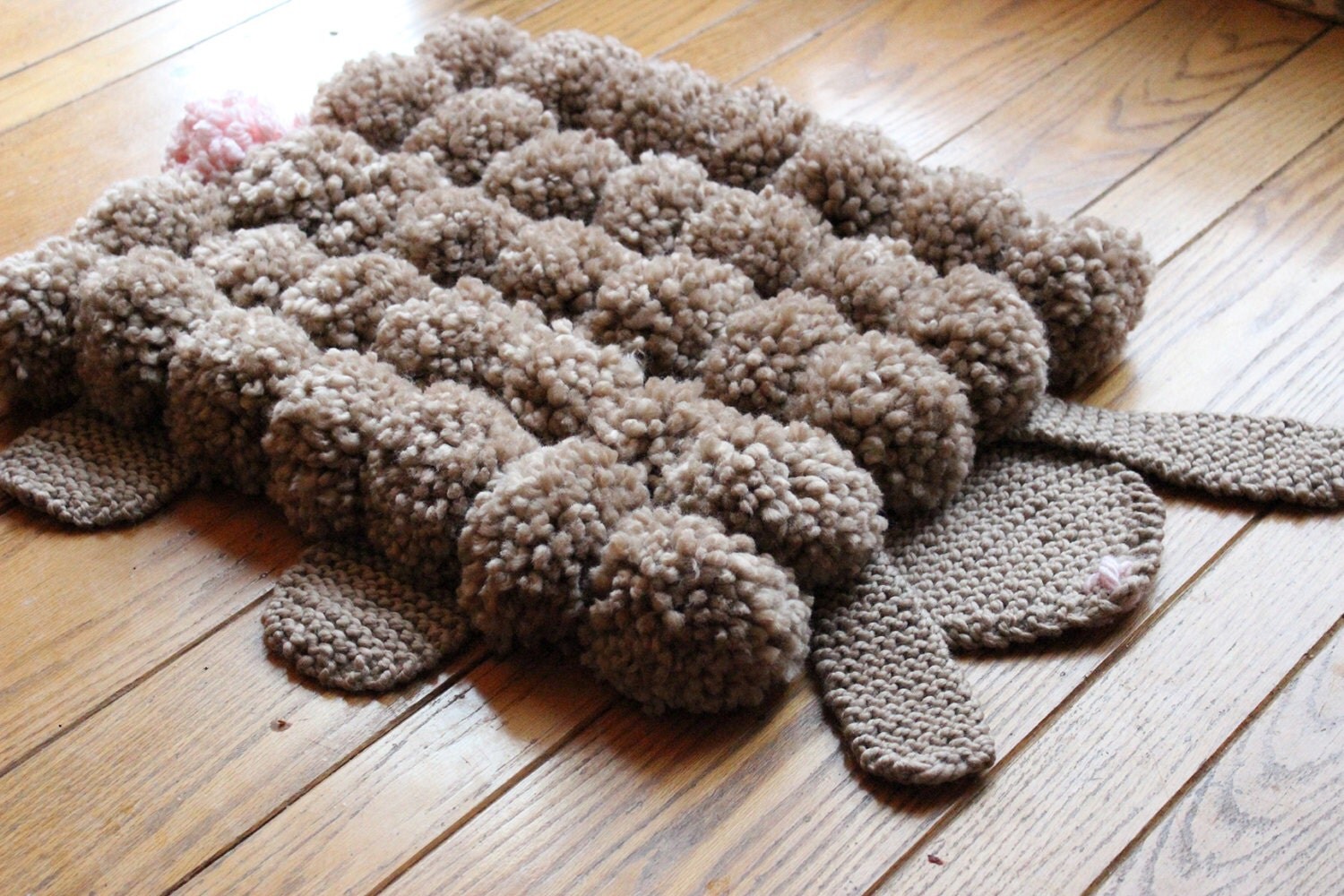 25% OFF SALE Pom Pom Bunny Rabbit Rug All Handmade by BelloAndCo