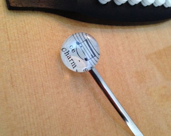 Upcycled ebony violin tuning peg pendant with bright green