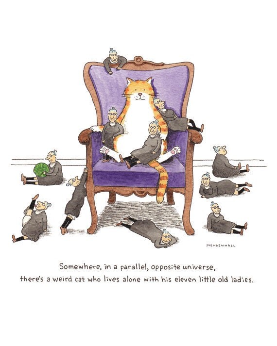 Crazy cat lady art Funny cat lady art Weird by DrawnFromMyBrain