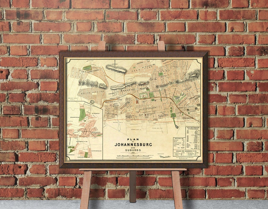 Johannesburg map Old map of Johannesburg Fully restored