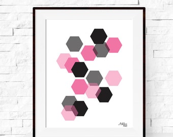 Hexagon artwork | Etsy