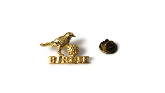 Vintage Goldtone Birdie Golf Lapel Hat Pin