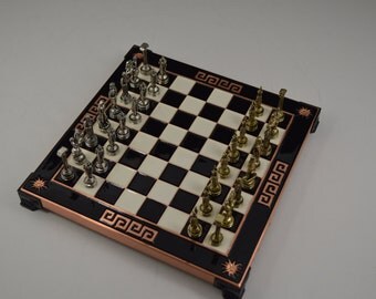 Godess Athena Chess Set (20X20) / Black & white smalto chess board