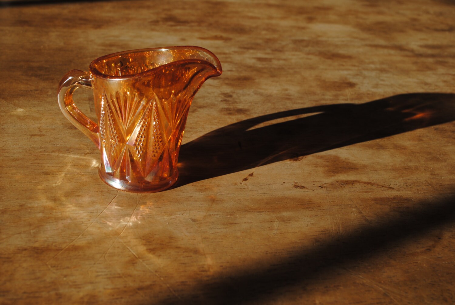 Carnival Glass Creamer / Jug circa Split Diamond Pattern in Marigold ...