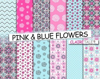 Popular items for pink blue flower on Etsy