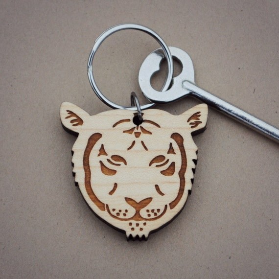 Wooden Tiger Keychain African Animal Series