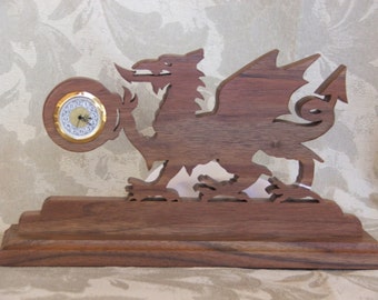 Walnut, Welsh Dragon Clock