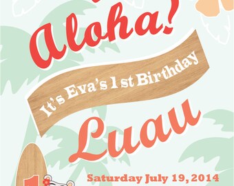 Items similar to DIY Printable Hawaiian Luau Party Invitation, Birthday ...
