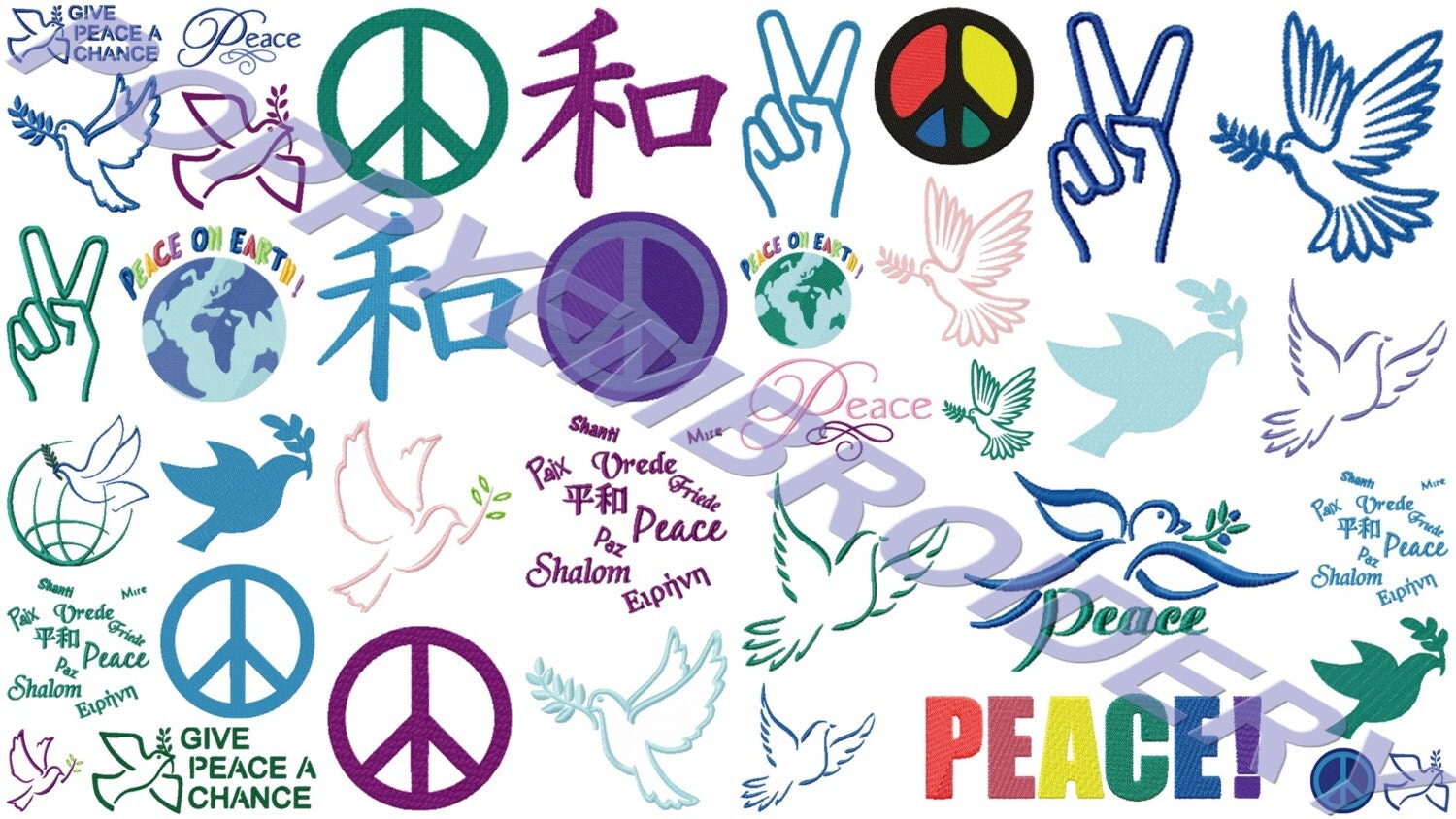 PEACE SYMBOL Design for Embroidery machine / paix motifs