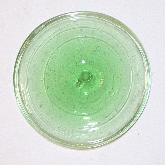 Glass rondel mouthblown Tiffany Glass Rondels green B13