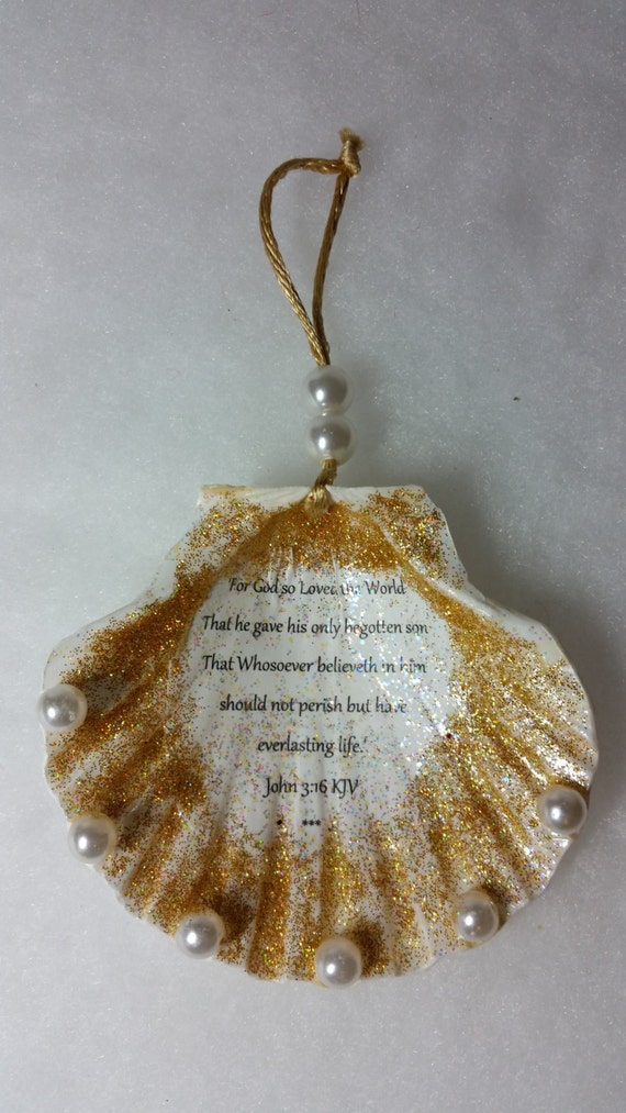 Seashell Christmas Ornament Christian Religious Bible Verse