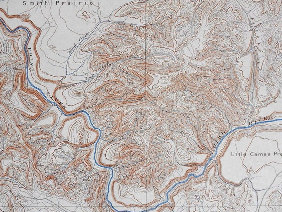 1908 Map Boise River Camas Prairie Smith Prairie Idaho ID.