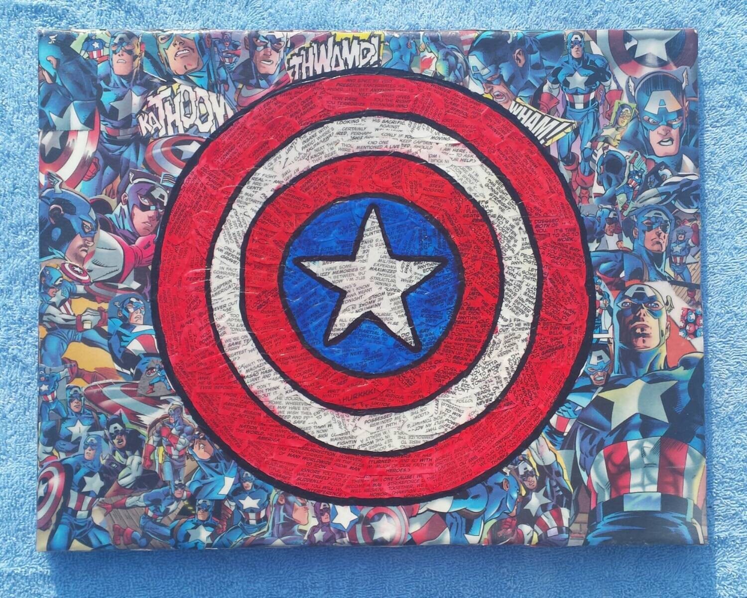 Captain America comic book canvas collage by HeroCorner on Etsy