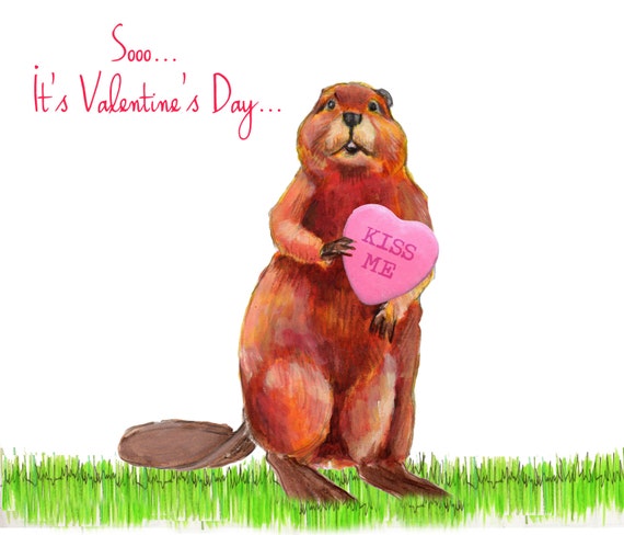 Kiss my Beaver Valentine's Day greeting card