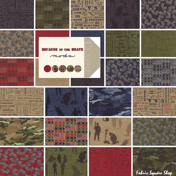 Moda Because Of The Brave Precut 5 Charm Pack by materialgirlchic