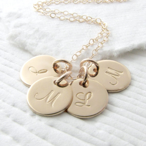 14 Gold Initial Necklace Solid Gold Initial Jewelry