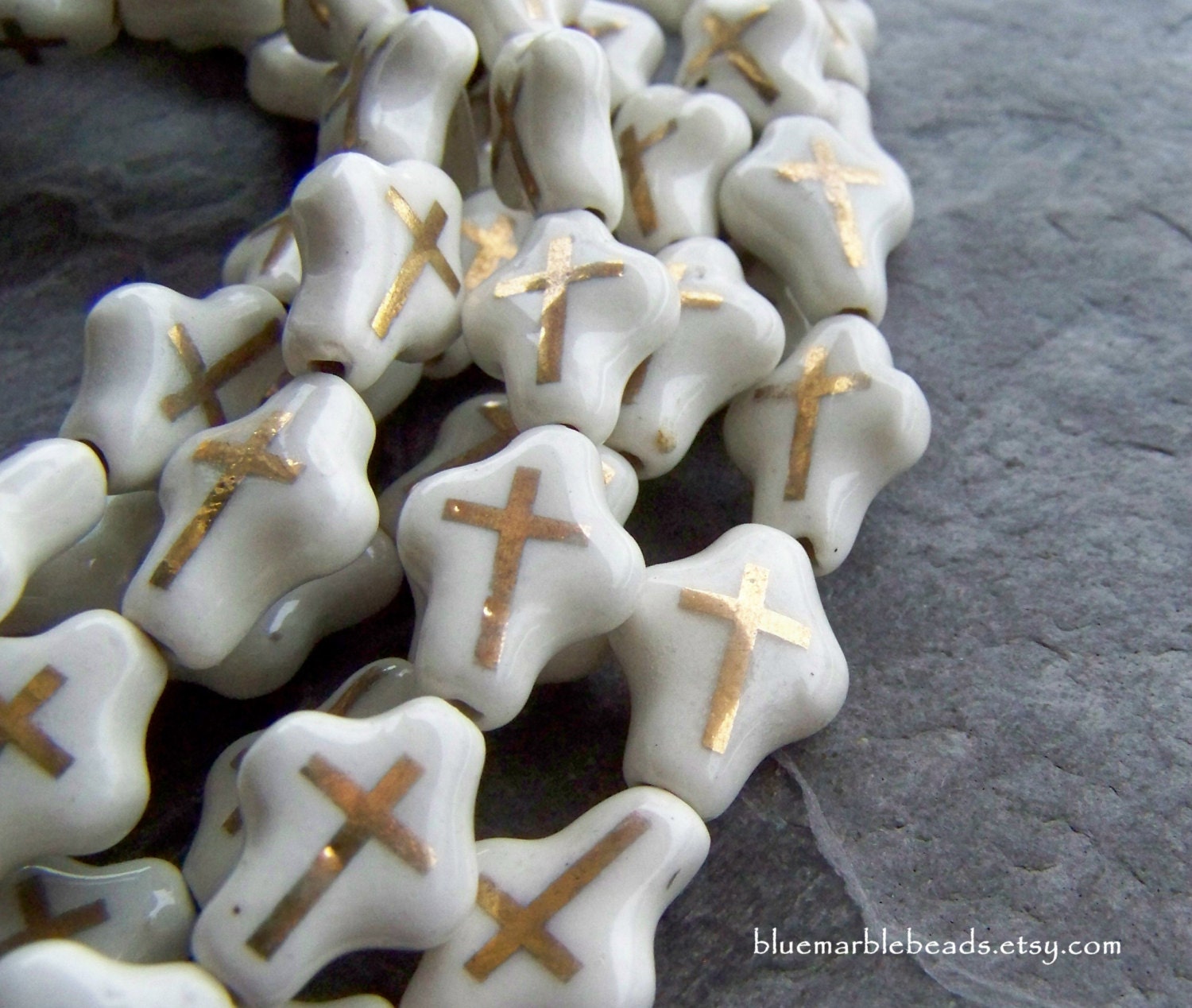 Cross Beads-Porcelain Bead-Ceramic Bead-Baptisim-Catholic-Christian ...