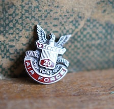 Vintage Air Force Service Pin | 20 Year | Sterling Silver | Red Enamel ...