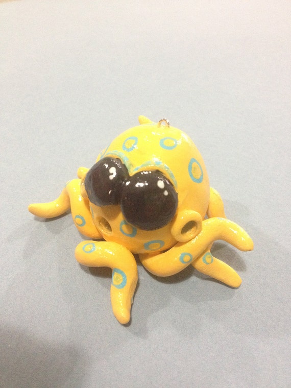 Octopus Blue Ringed Polymer clay cute necklace pendant