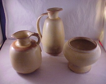 3 Frankoma Pottery Pitchers and Bowl
