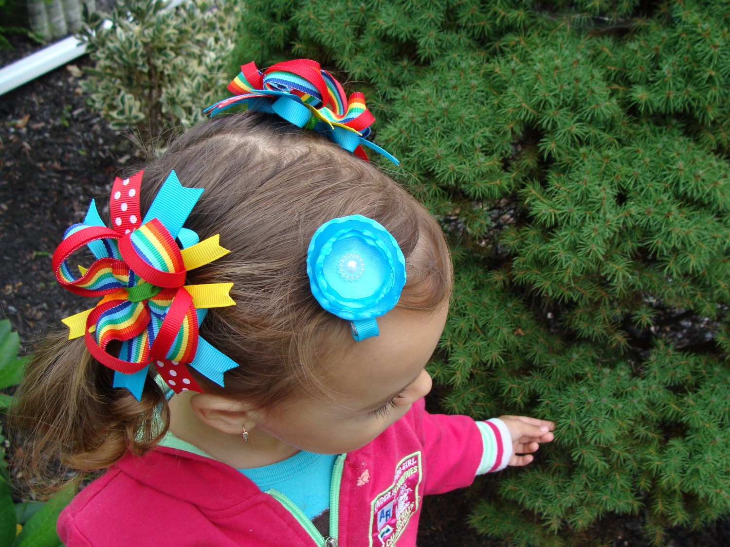 Toddler Hair Bow Rainbow Hair Bow Set Loopy Flower Hair Bow