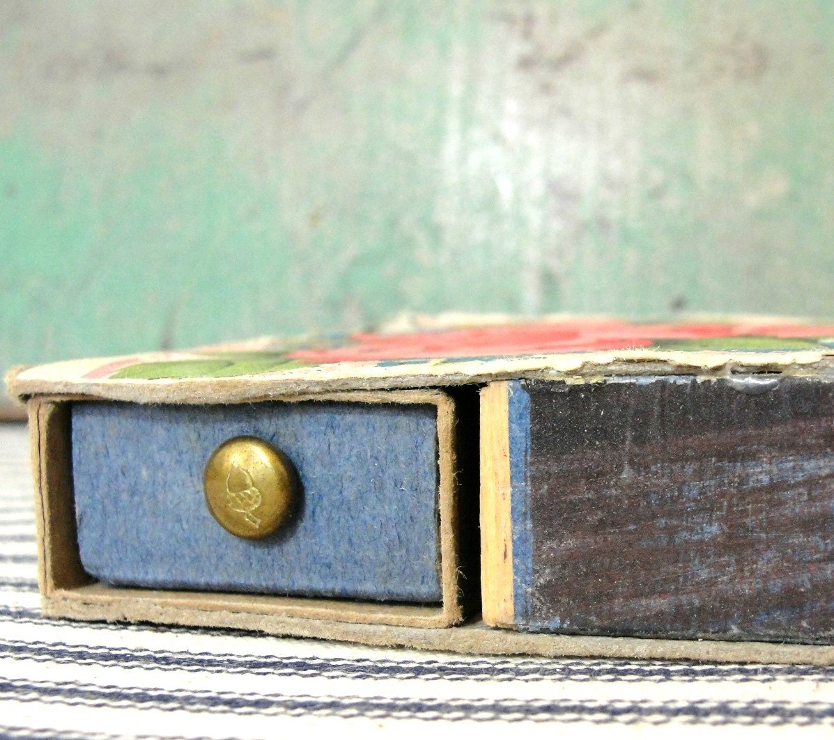 Antique Vintage Handmade Paper Matchbox Trinket Box Drawer Organizer ...